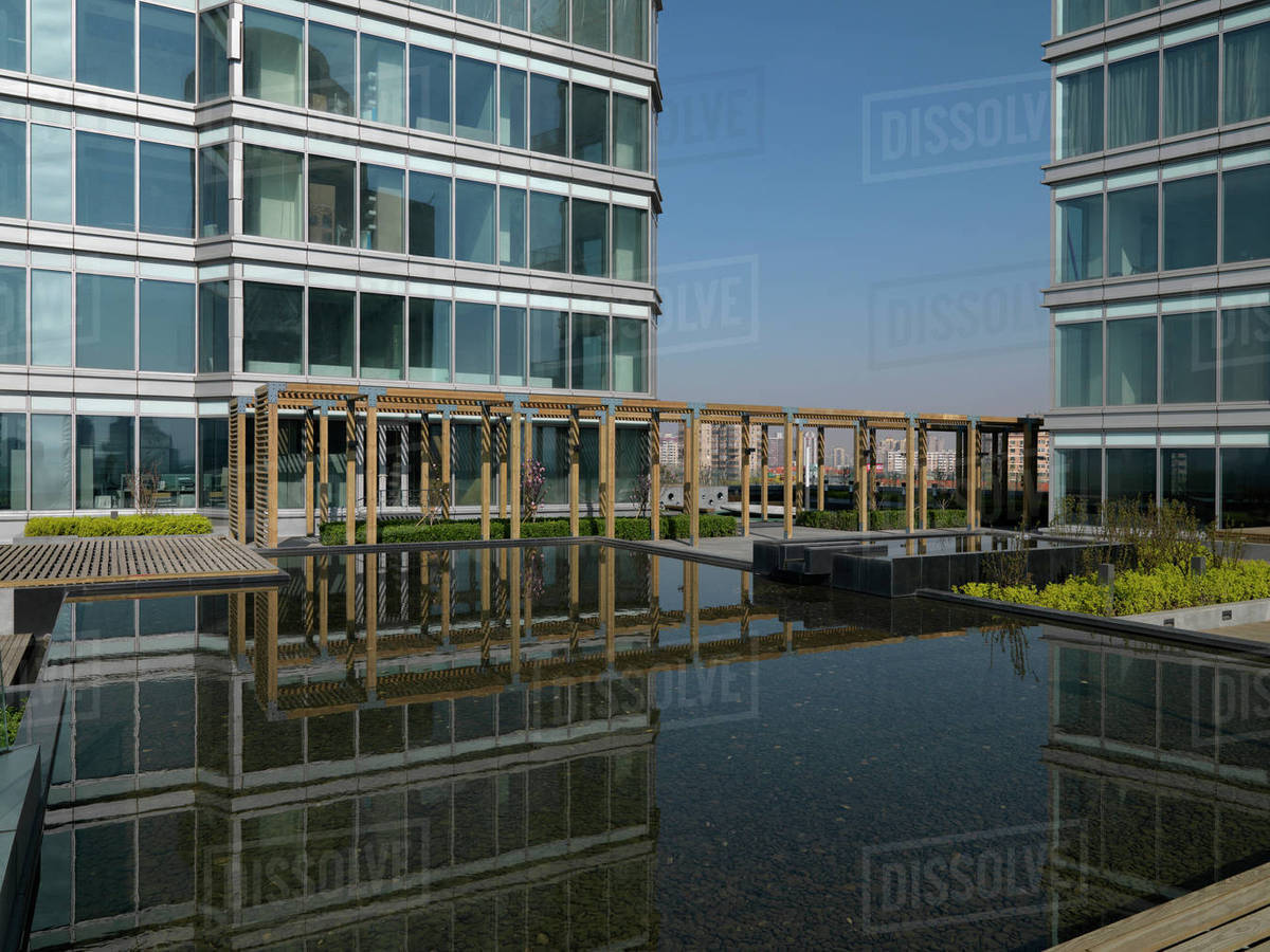 Detail water feature on modern rooftop deck - Royalty-free Stock Photo ...