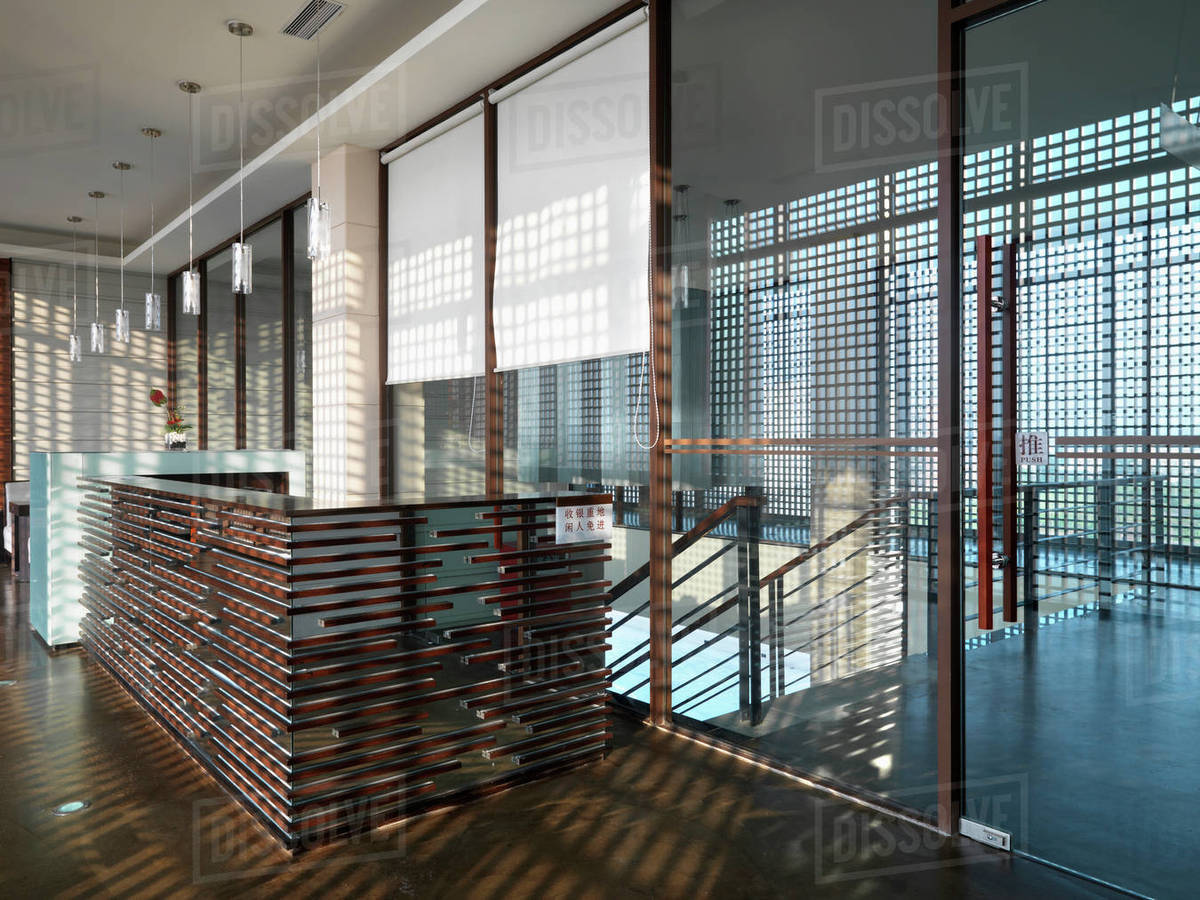 Modern interior with grids in front of windows - Royalty-free Stock ...
