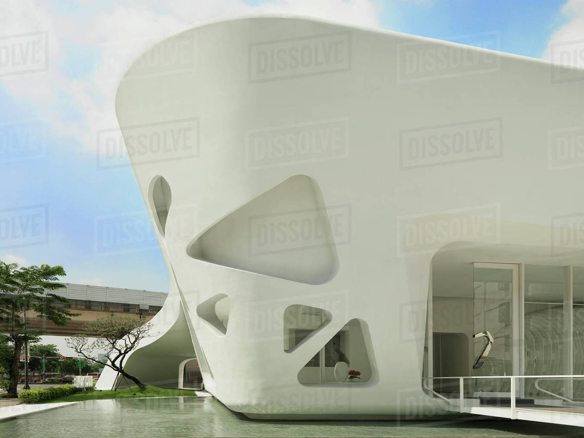 Exterior of white modern building - Royalty-free Stock Photo | Dissolve