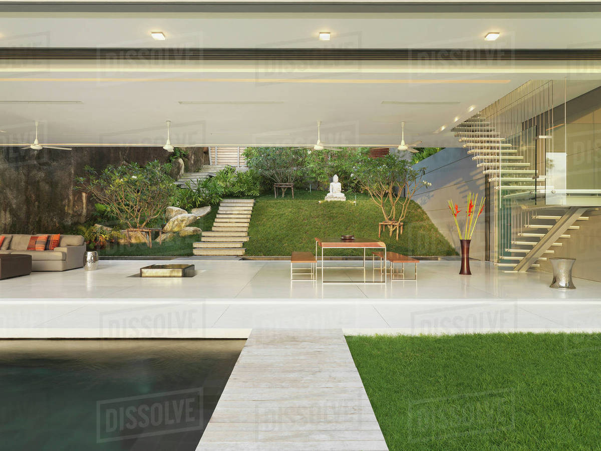 Dining area in open modern home - Royalty-free Stock Photo | Dissolve