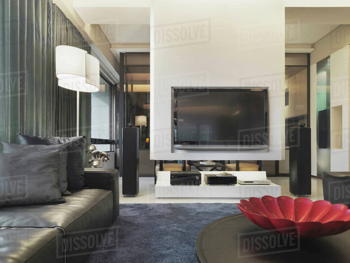 Entertainment center in modern living room - Royalty-free Stock Photo ...
