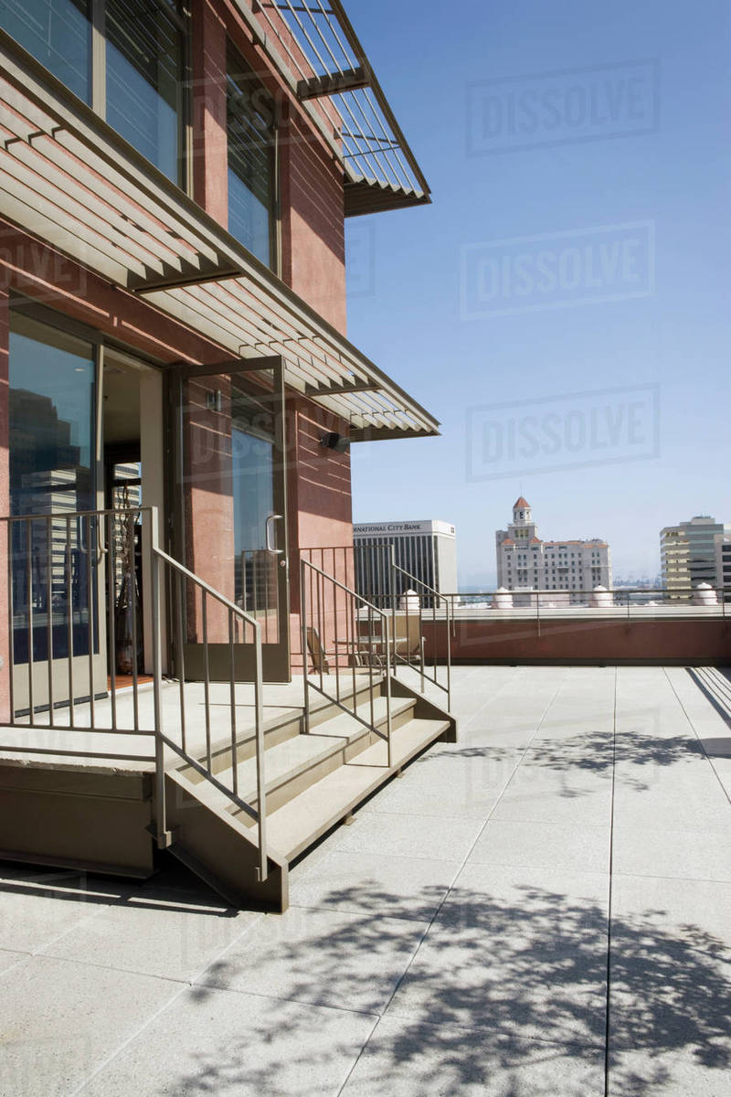 Modern overhang with view of cityscape. - Royalty-free Stock Photo ...