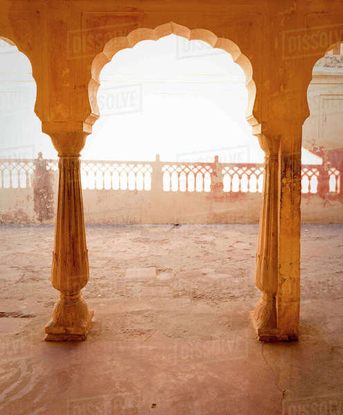 Ornate Indian arch and courtyard - Royalty-free Stock Photo | Dissolve