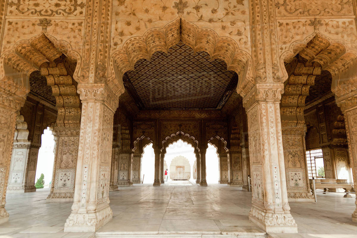 Ornate pillars and arches in Indian building - Royalty-free Stock Photo ...