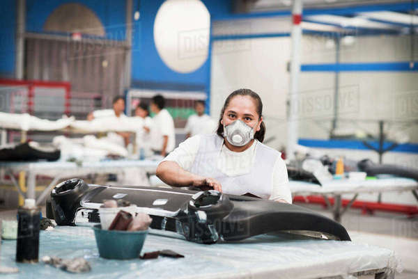 Worker wearing face mask in manufacturing plant - Royalty-free Stock ...