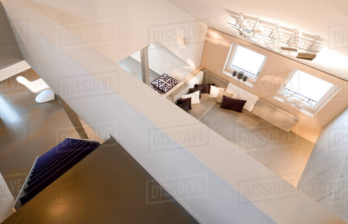 Overhead view of loft in modern home - Royalty-free Stock Photo | Dissolve