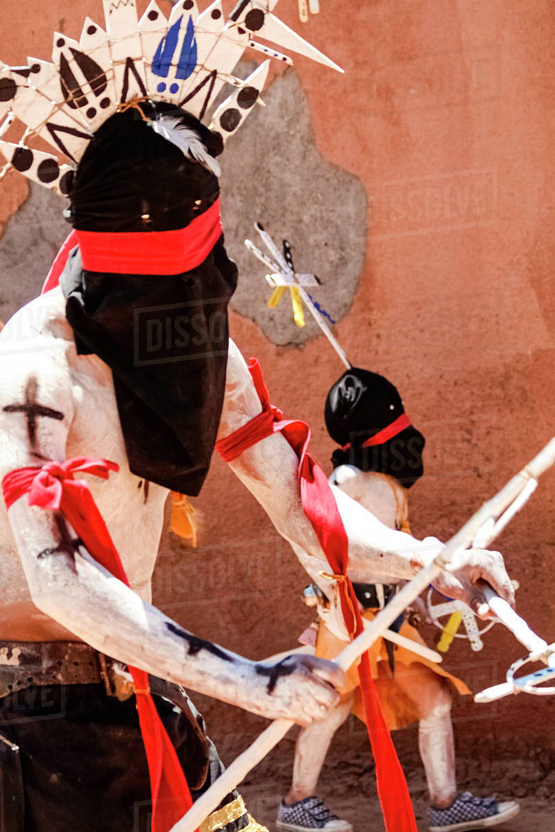 Apache man and boy wearing traditional regalia - Royalty-free Stock ...