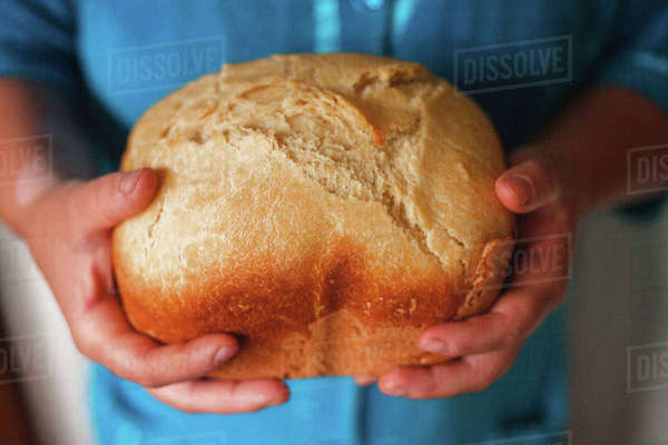 Hands holding loaf of bread - Stock Photo - Dissolve