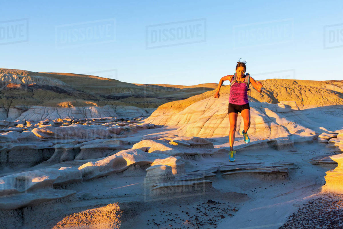 Native American woman running in desert - Royalty-free Stock Photo ...