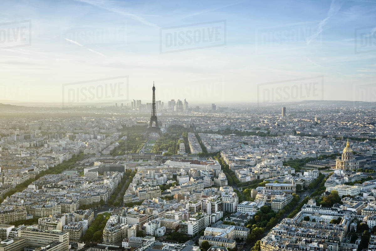Aerial view of Paris cityscape, Paris, Ile de France, France - Royalty ...