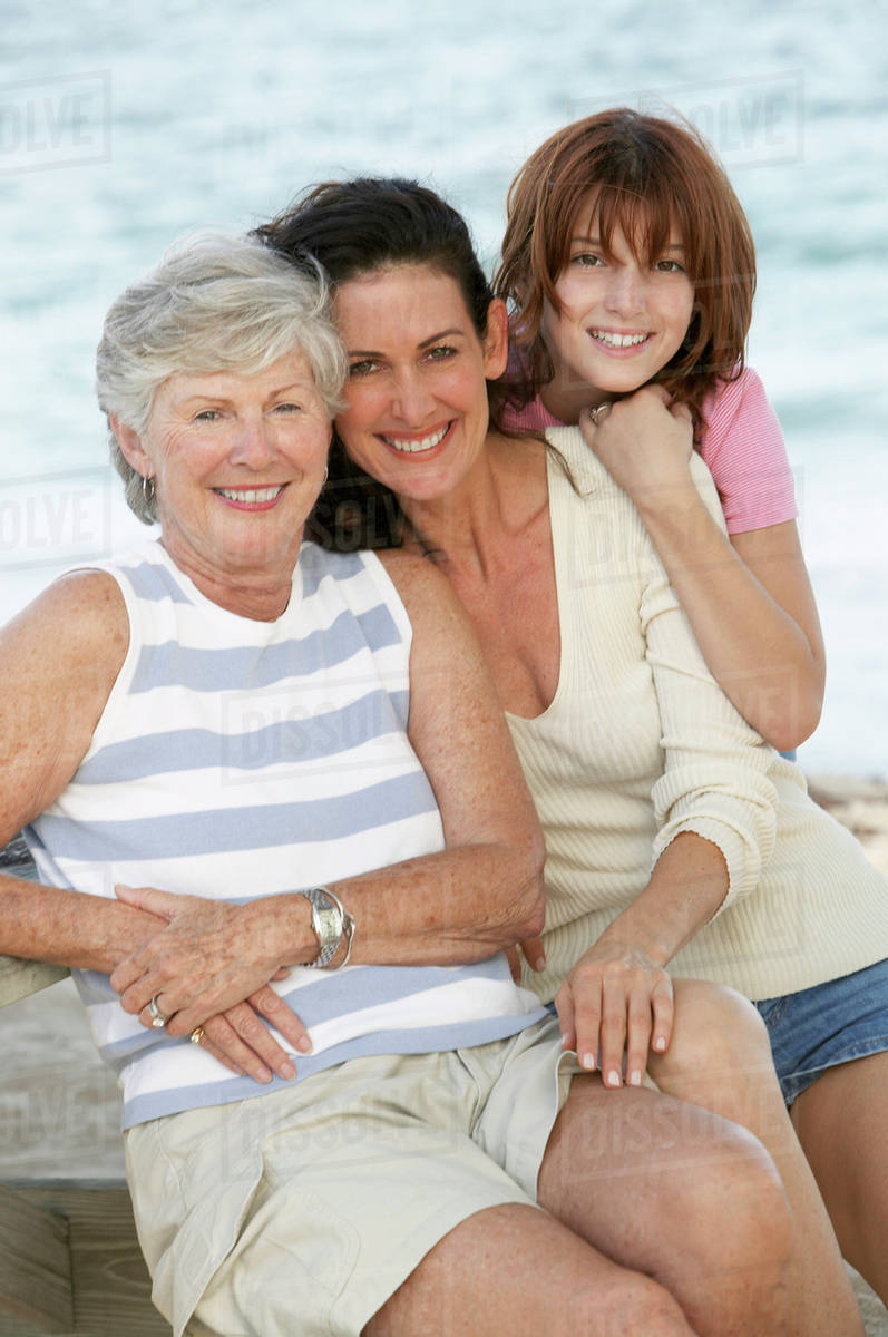 Three generations of women smiling outdoors - Royalty-free Stock Photo ...