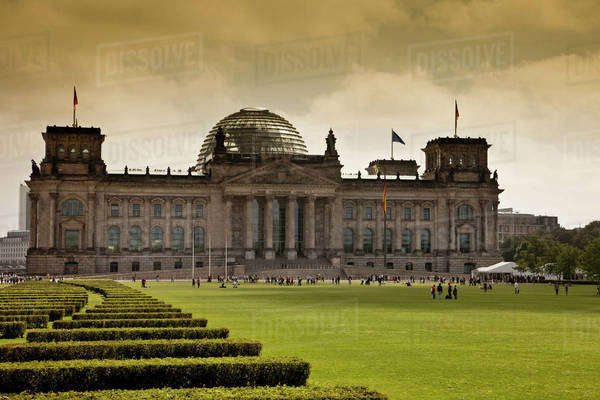 Columned building with glass dome, Berlin, Germany - Royalty-free Stock ...