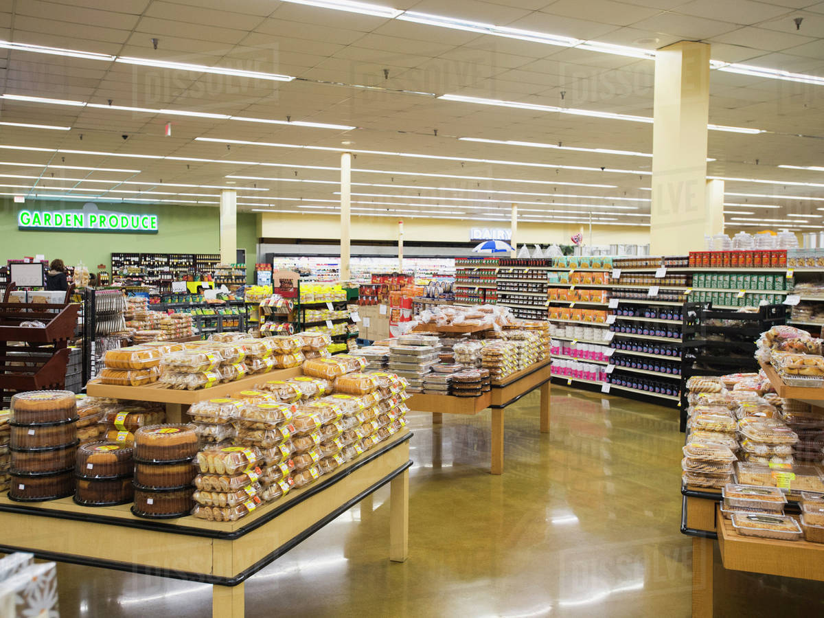 Baked goods section of grocery store - Royalty-free Stock Photo | Dissolve