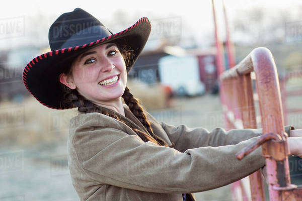 Caucasian girl smiling on farm - Royalty-free Stock Photo | Dissolve