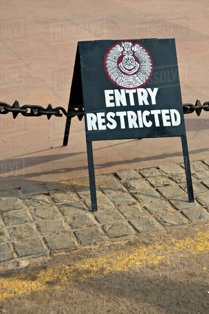 Restricted Entry Sign at the India Gate - Stock Photo - Dissolve