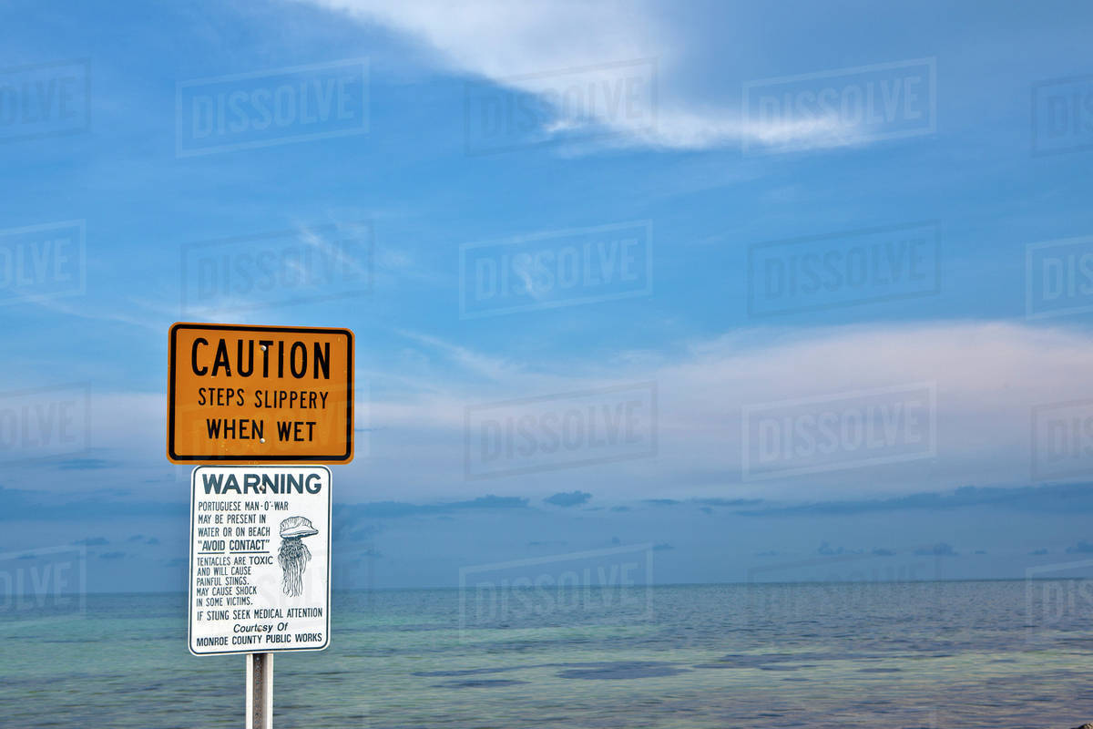 Warning Signs at the Beach - Royalty-free Stock Photo | Dissolve