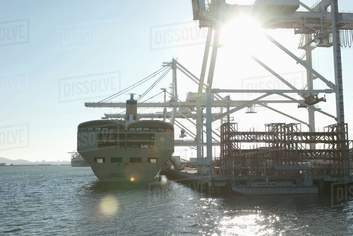 Container ship moored at commercial dock - Royalty-free Stock Photo ...