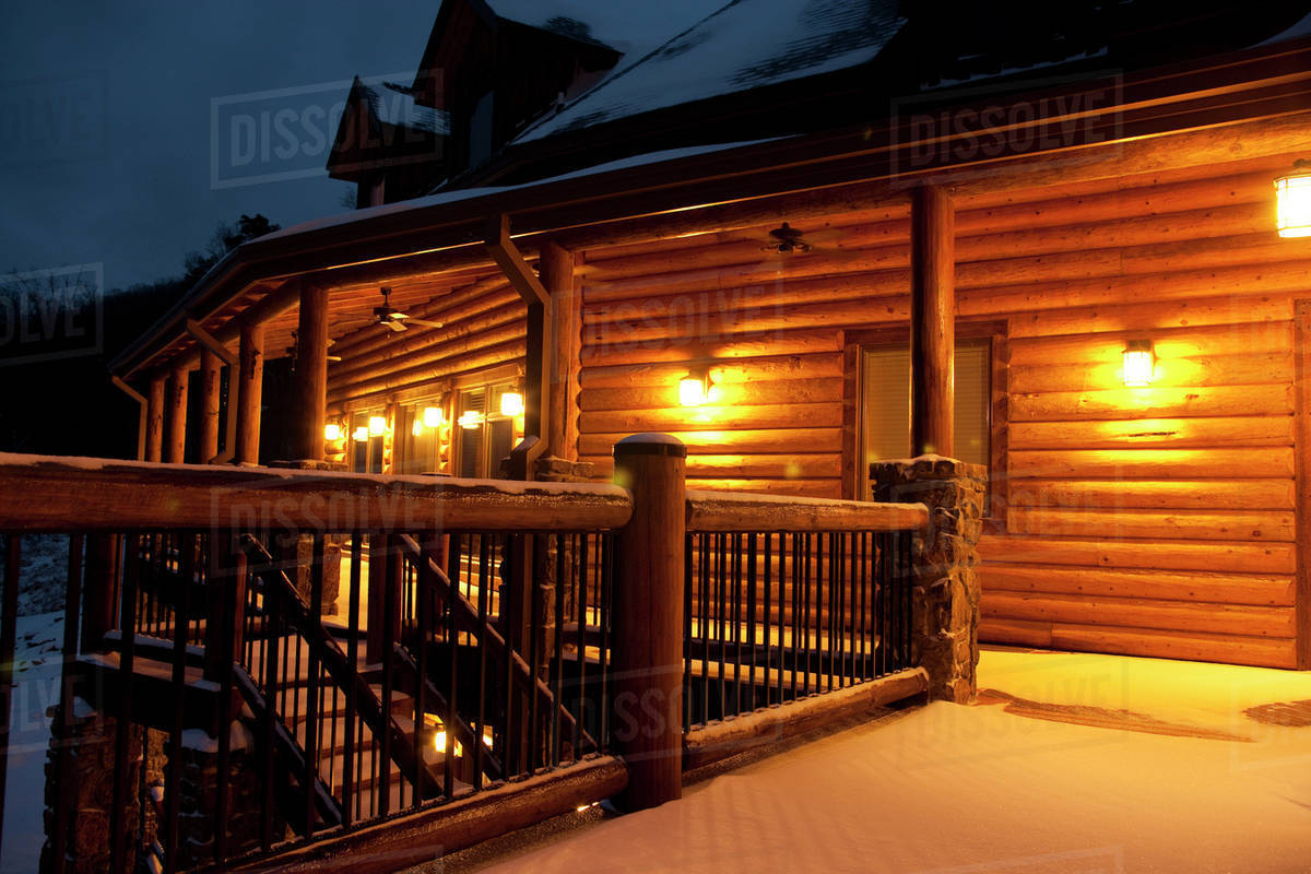 Illuminated cabin at night - Royalty-free Stock Photo | Dissolve