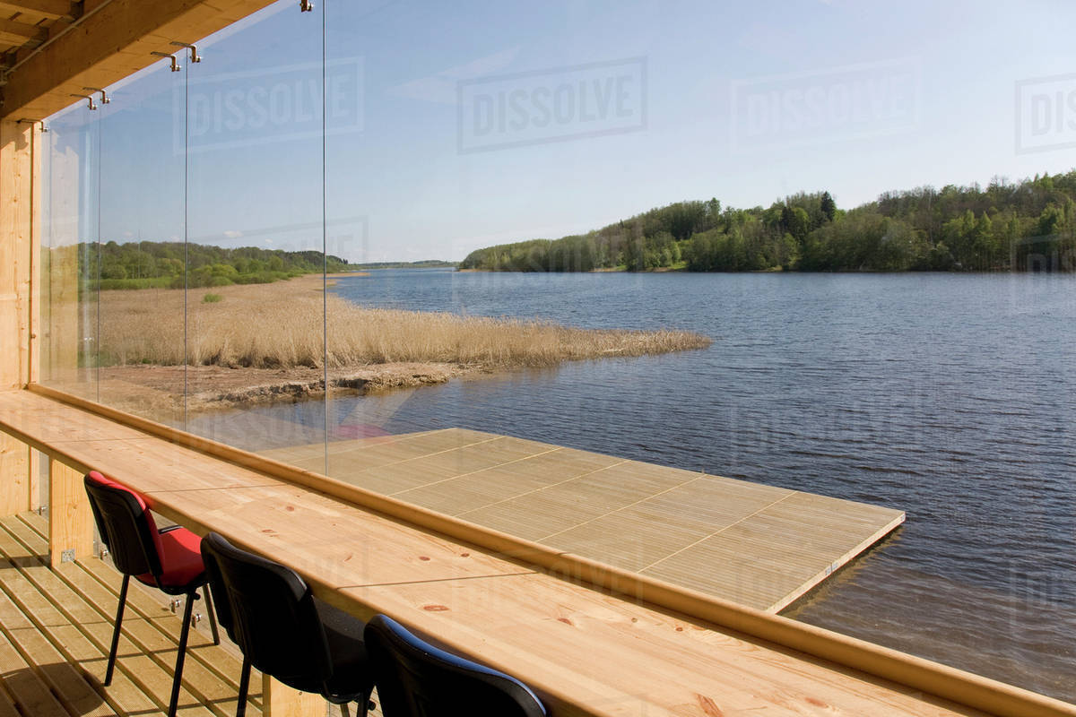 Lakeside Building And Dock - Stock Photo - Dissolve