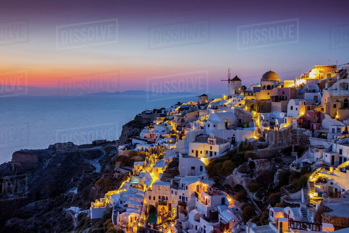 Buildings on hillside, Santorini, Greece - Royalty-free Stock Photo ...