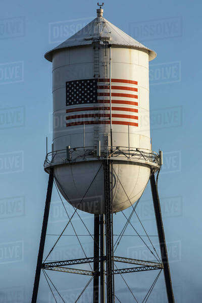 American flag on water tower - Royalty-free Stock Photo | Dissolve