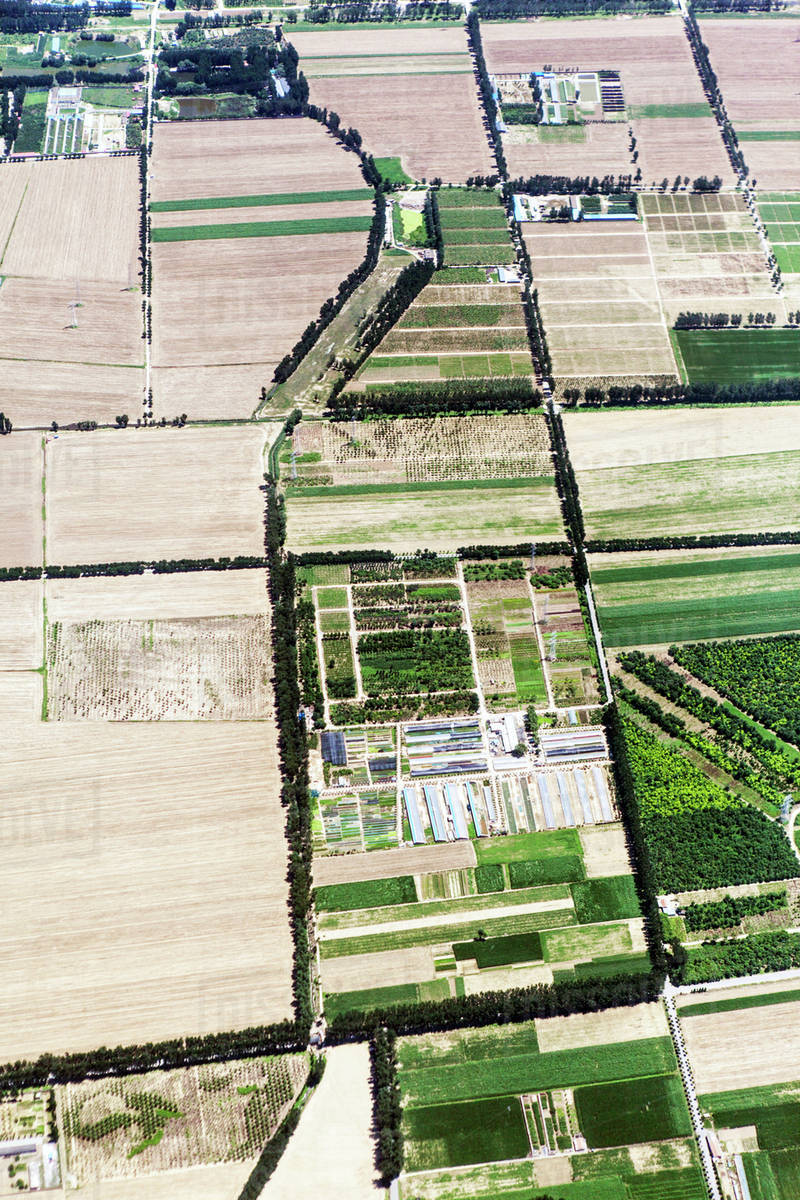 Aerial view of rural farmland - Royalty-free Stock Photo | Dissolve
