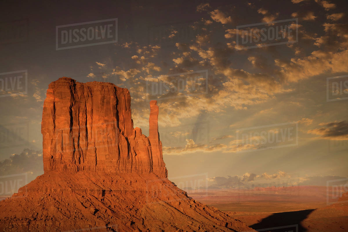 Rock formation in desert landscape, Monument Valley, Arizona, United ...