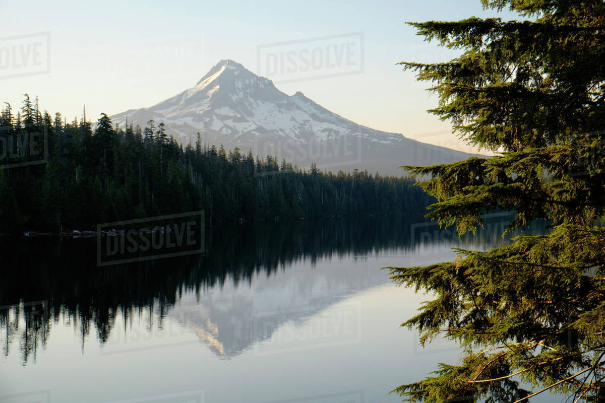 Mount Hood reflecting in Lost Lake, Hood River, Oregon, United States ...
