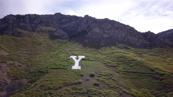 Panning view of the letter Y on Y Mountain in Provo, Utah. - 4K Royalty ...
