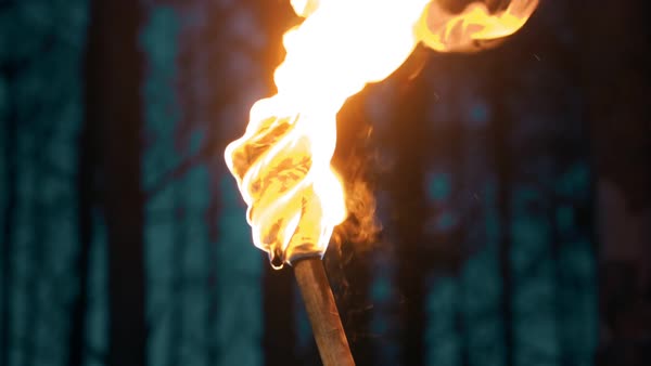 Handmade torch with piece of cloth burning on the stick - Stock Video ...