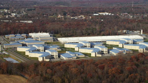 Orbiting South Woods State Prison near Bridgeton, New Jersey. Shot in ...