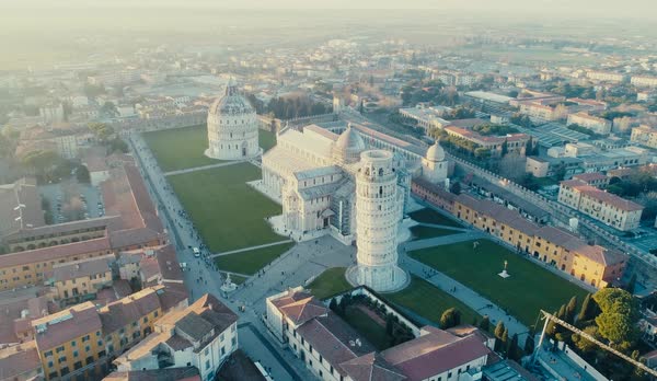 Leaning tower of Pisa - aerial view - Stock Video Footage - Dissolve