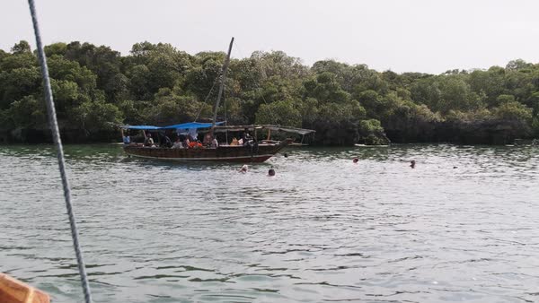 ZANZIBAR, KWALE, 13 FEBRUARY 2021: Lagoon at Kwale Island in Menai Bay ...