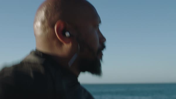 Overweight man running intense workout jogging challenge male ...