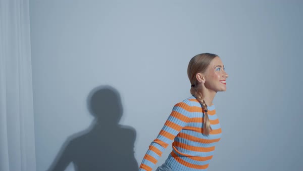 fun happy young girl dancing and making faces Comic dancer expression ...