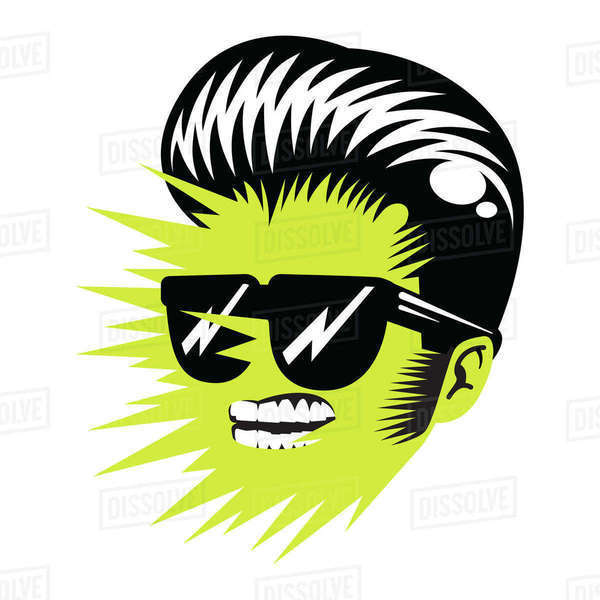 Cartoon illustration of a rocker against white background - Stock Photo ...