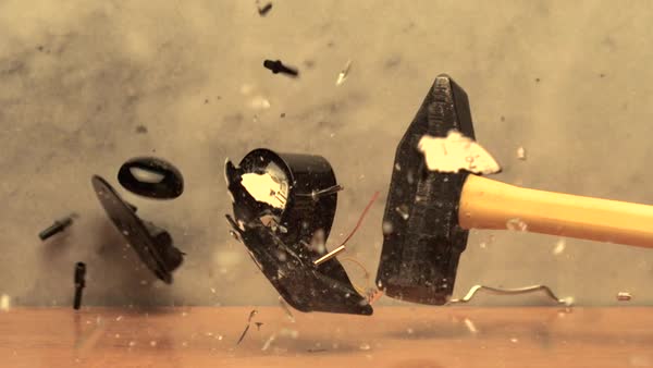Alarm clock is smashed by sledge hammer (faster to slower) - 720p ...