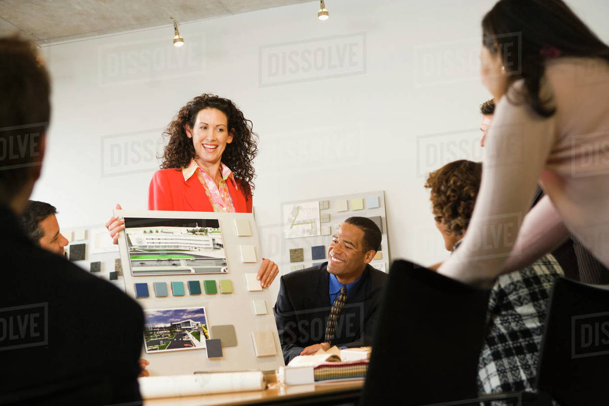 Caucasian interior designer giving presentation - Royalty-free Stock ...