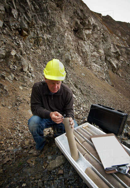 Senior geologist studying core samples in a Quarry - Royalty-free Stock ...