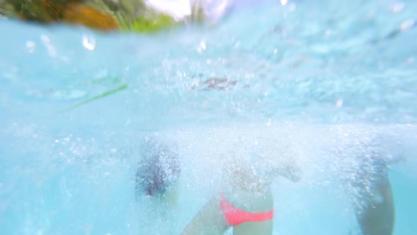 Women wearing dresses jumping into swimming pool - HD Royalty-free ...