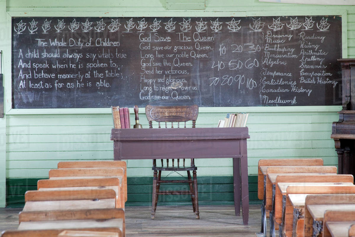 Empty classroom, Fort Steele, British Columbia, Canada - Stock Photo ...