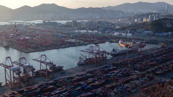 Korea Water Port Infrastructure Busan Timelapse - Stock Video Footage ...