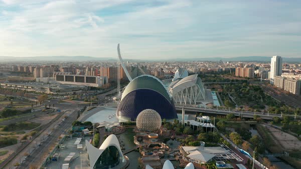 VALENCIA, SPAIN - JANUARY 1: 2020 Aerial view city of Valencia. - 4K ...
