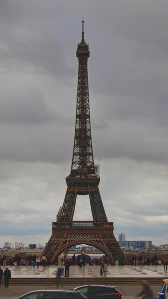 Vertical footage for story and reel of Eiffel Tower. The famous Paris ...