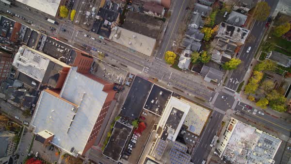 Ann Arbor Michigan Aerial - Vertical view of downtown - October 2017 ...
