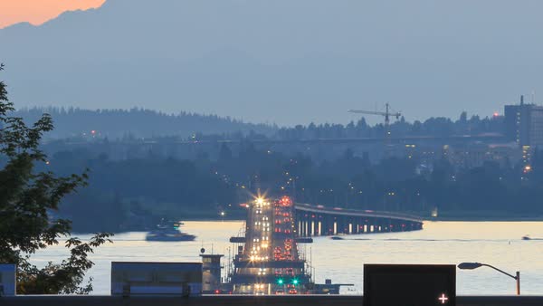 Seattle Highway Traffic Time Lapse Bridge Dusk Pan Panning clip of ...