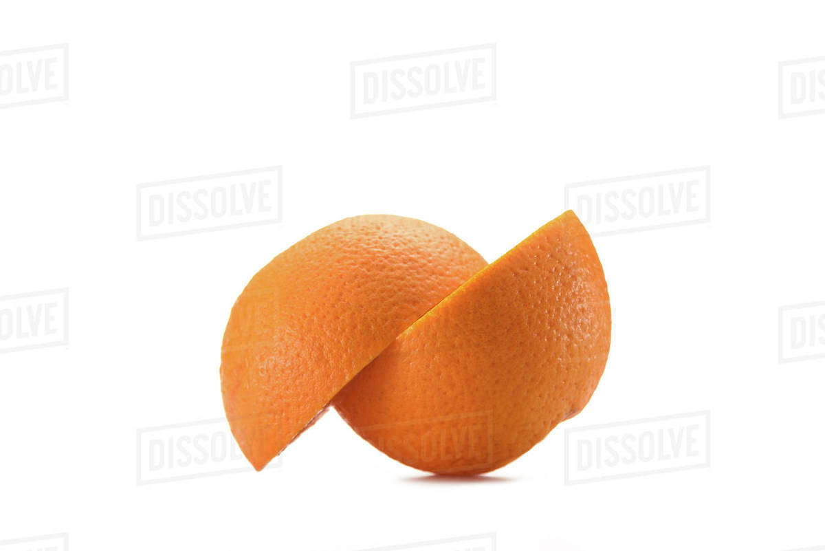 close up view of arranged fresh orange pieces isolated on white - Stock ...
