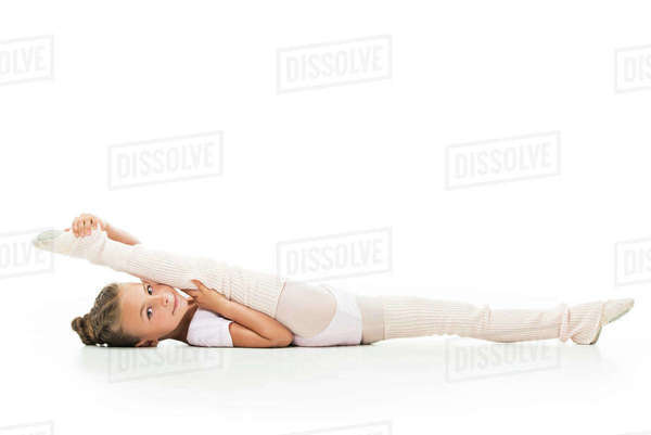Adorable little child stretching isolated on white background - Royalty ...
