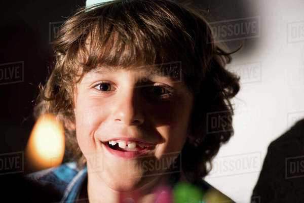 close-up portrait of adorable happy boy smiling at camera - Royalty ...