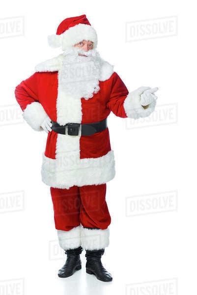 surprised santa claus showing something isolated on white - Royalty ...